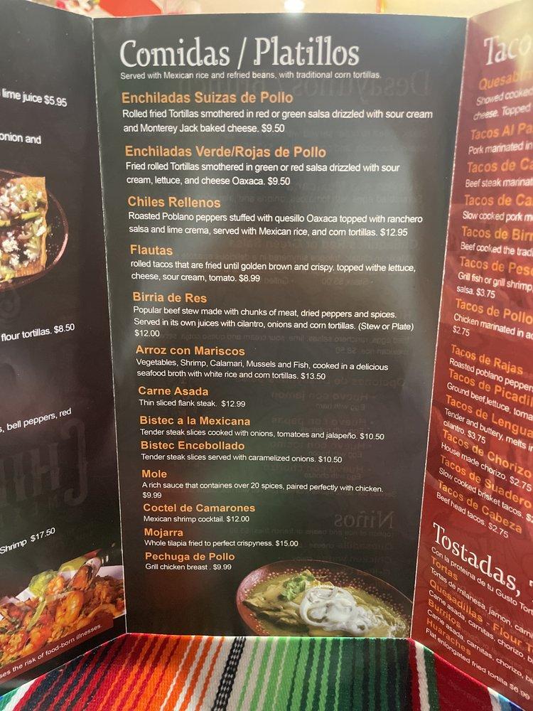 Menu at Chilangos Mexican Grill restaurant, Plantation