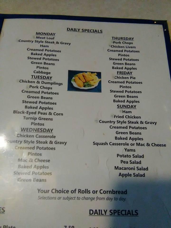 Menu at Jim’s Grill restaurant, Yadkinville, US-601