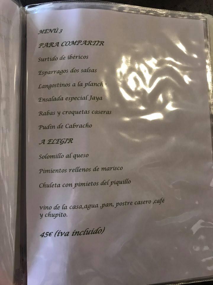 Carta del pub y bar La Jaya, Samano, Barrio Montealegre