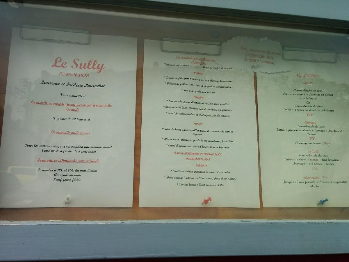 Menu au Le Sully restaurant, Baugy