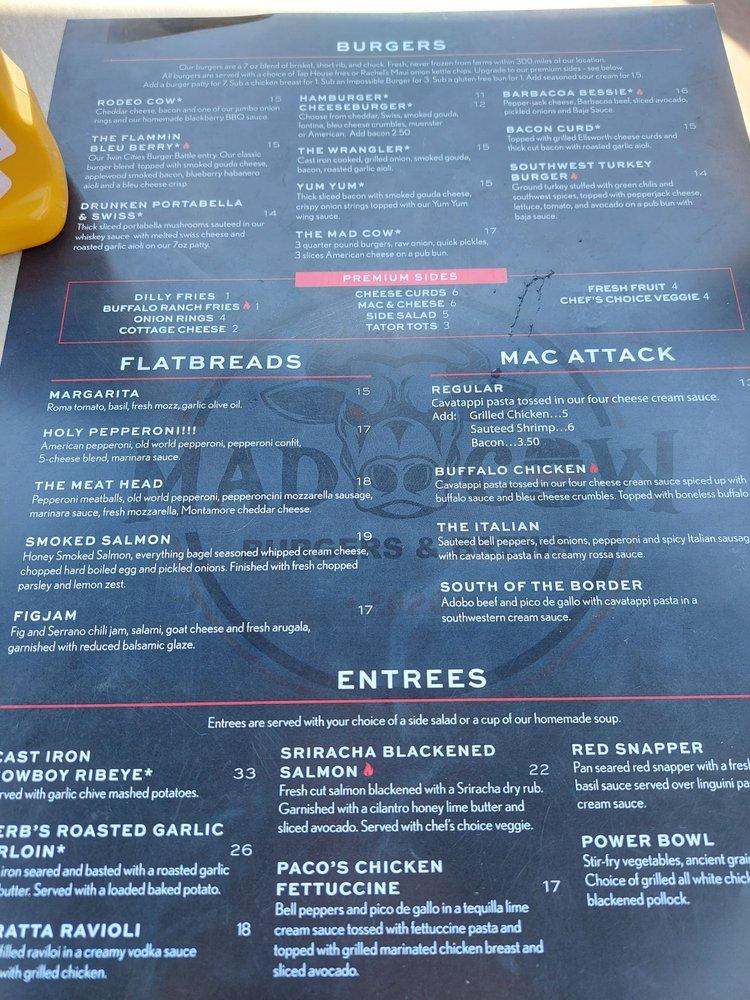 Menu at Mad Cow pub & bar, Eagan