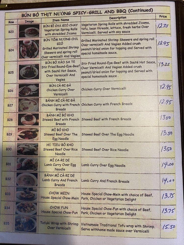 Menu at Pho Hoai Restaurant, Beaverton, 733 SW 185th Ave
