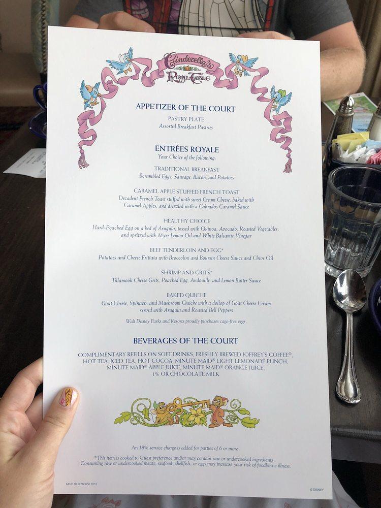 Menu at Cinderella's Royal Table restaurant, Orlando, W Monorail Way