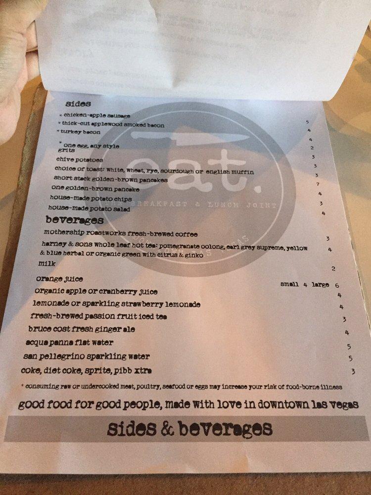 Menu at eat. restaurant, Las Vegas
