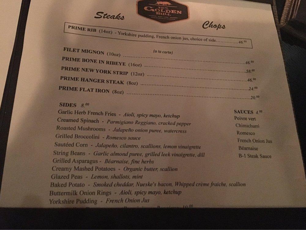 Menu at Golden Bull Restaurant, Santa Monica