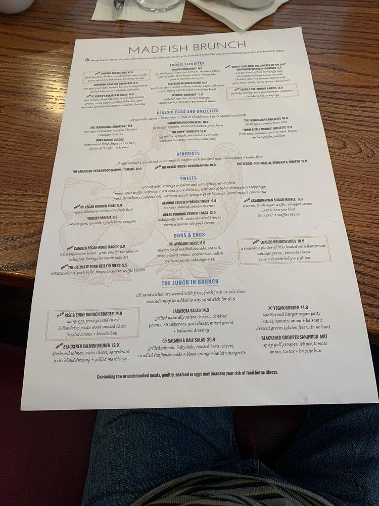 Menu at Madfish Grill pub & bar, Sarasota