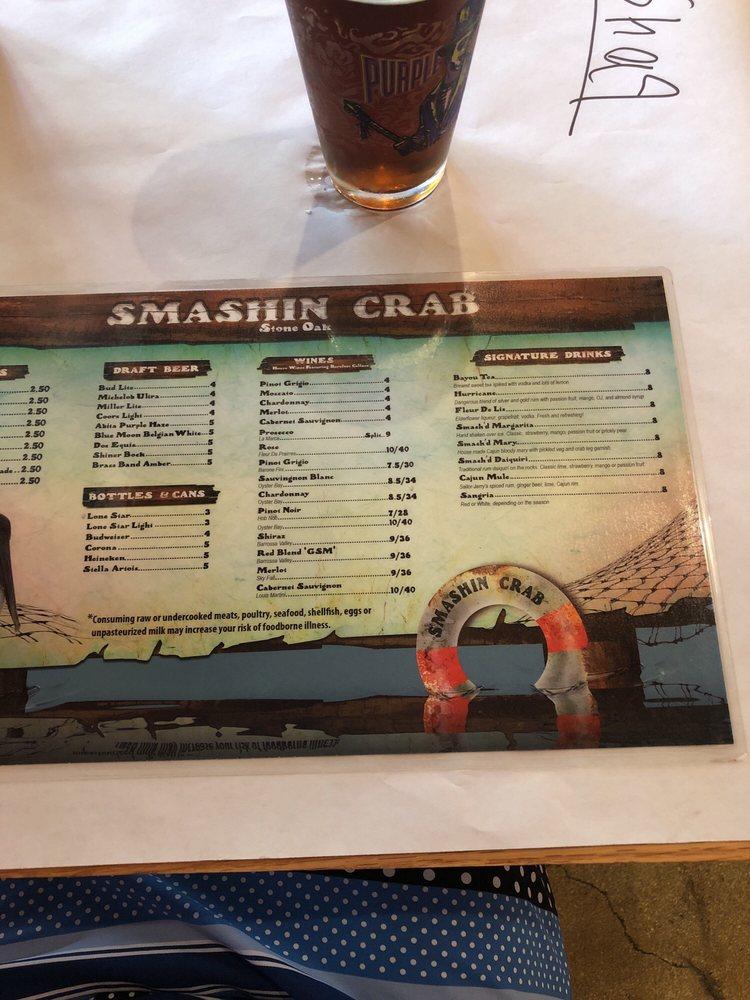 Menu at Smashin Crab restaurant, San Antonio, 700 E Sonterra Blvd #1117