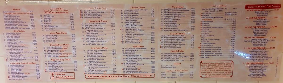 Menu at Tasty Chinese fast food, Telford