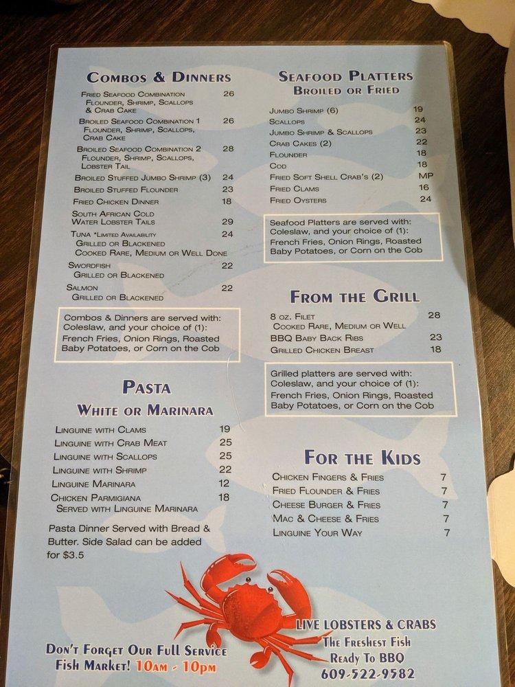 Menu at The Fish Factory restaurant, Wildwood Crest