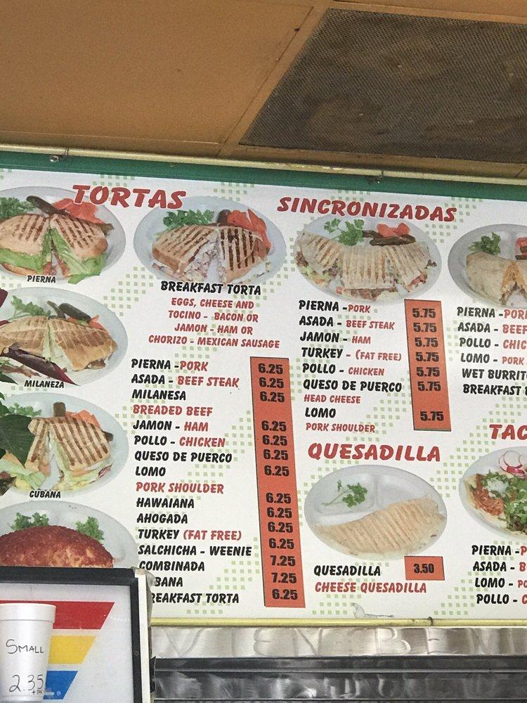 Carta del restaurante Tortas Las Glorias, San Bernardino