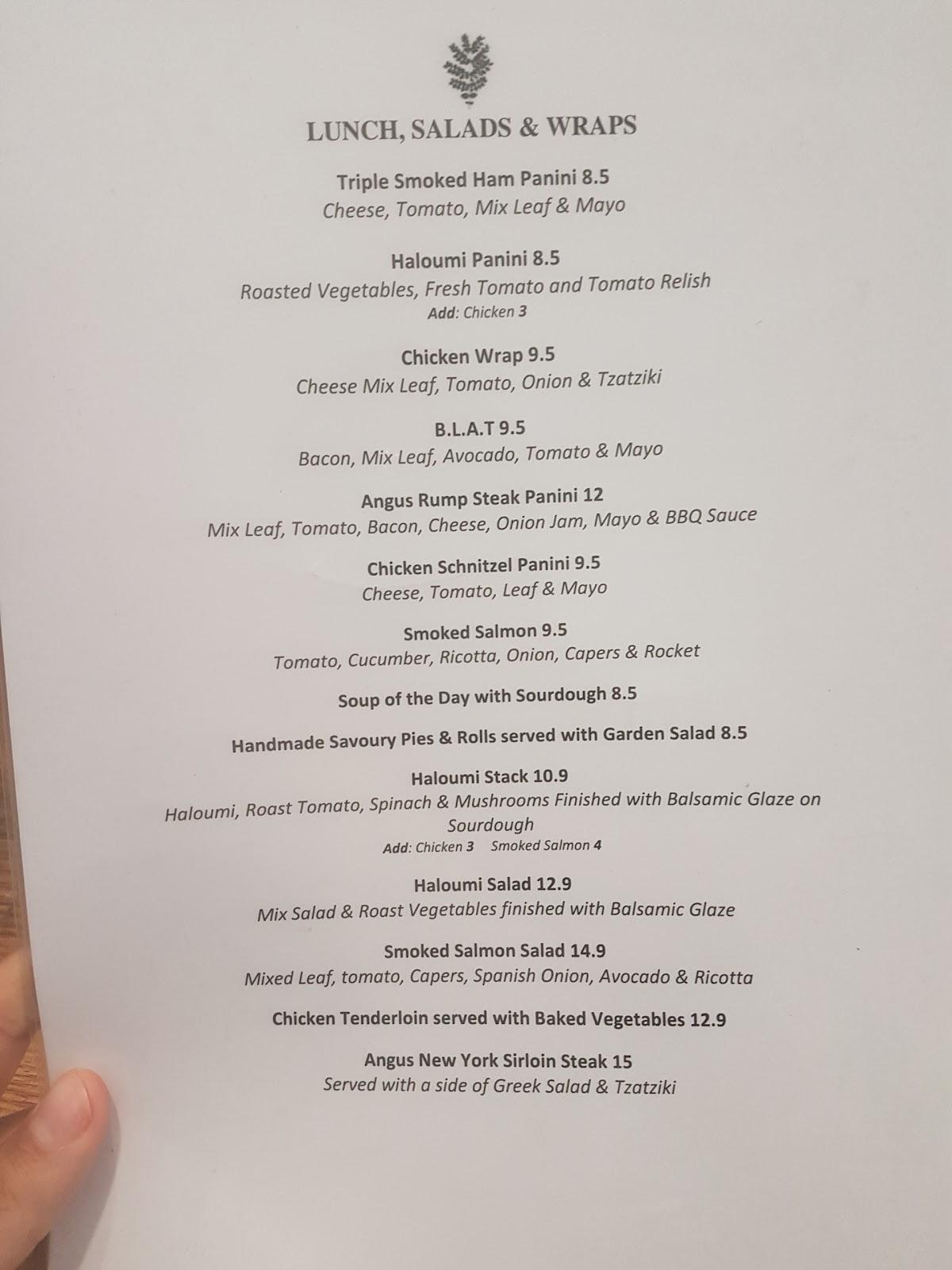 Menu at Babel restaurant, Brighton-Le-Sands