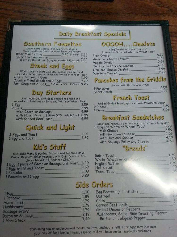 Menu at Howie's Family Restaurant, Bushnell