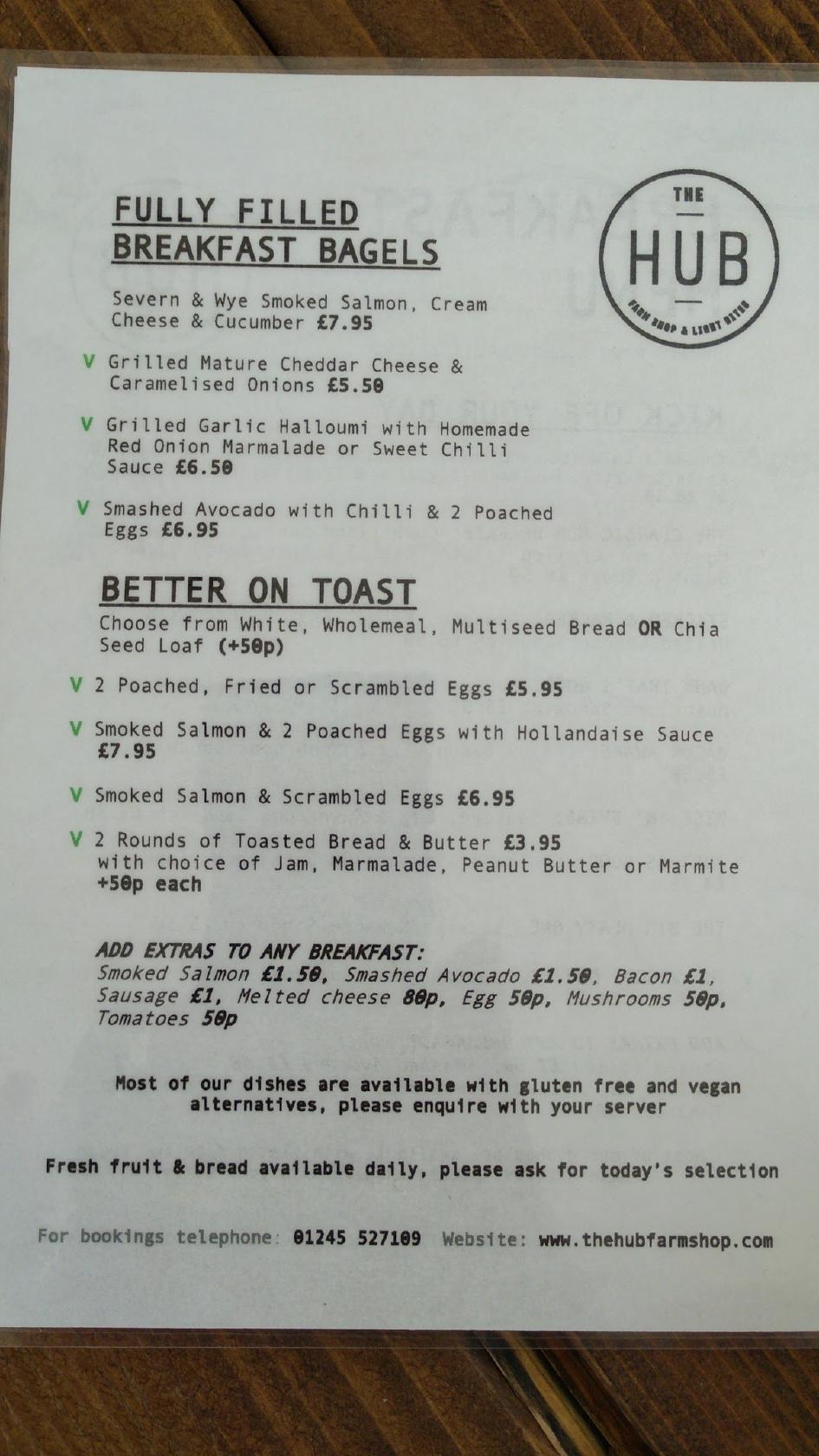 Menu at THE HUB - Farm Shop and Light Bites cafe, Broomfield