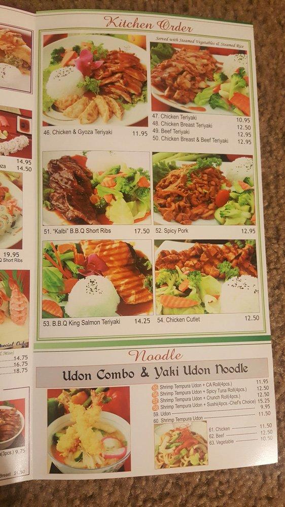 Menu at Dong Hae Sushi restaurant, Lompoc