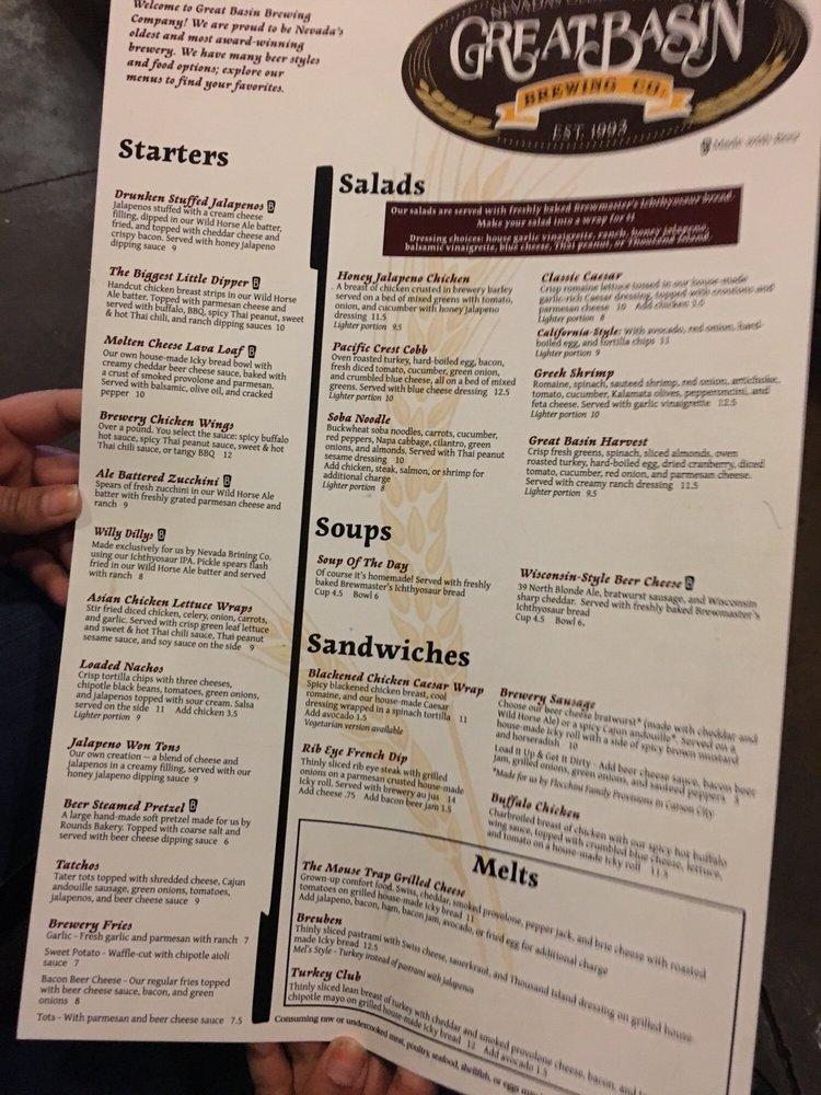 Menu at Great Basin Brewing Co. - Reno pizzeria, Reno, S Virginia St