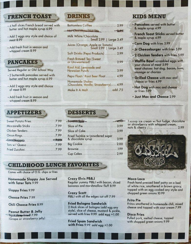 Menu at Old School Grub/ OSG Cafe, Mesa, E Main St