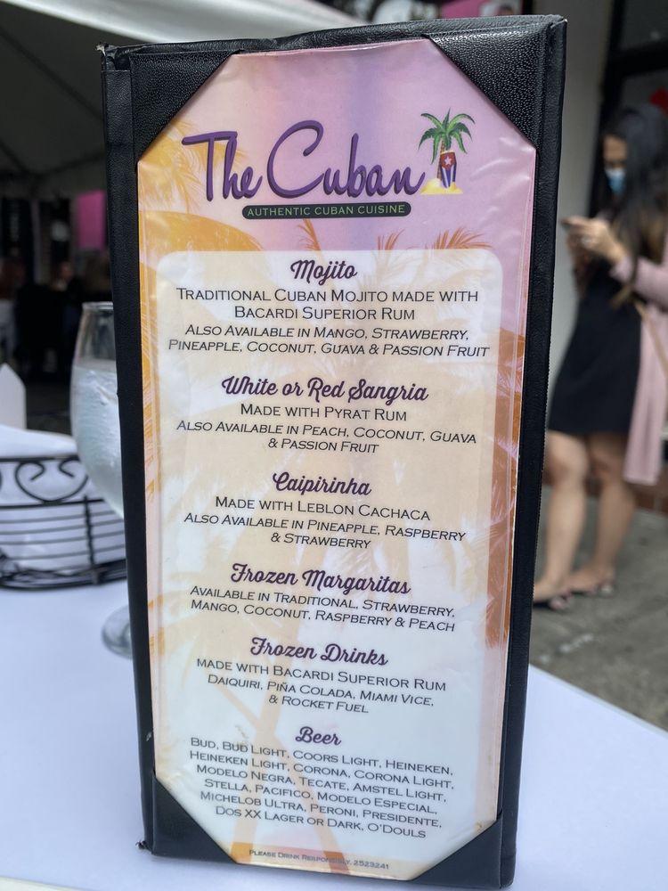 Menu at The Cuban restaurant, New York City