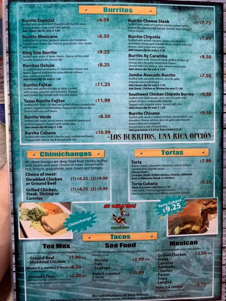 Menu at Ay Caramba Mexican Grill & Bar, Asheville, 328 New Leicester ...