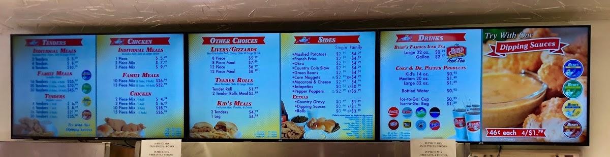 Menu at Bush's Chicken restaurant, Monahans