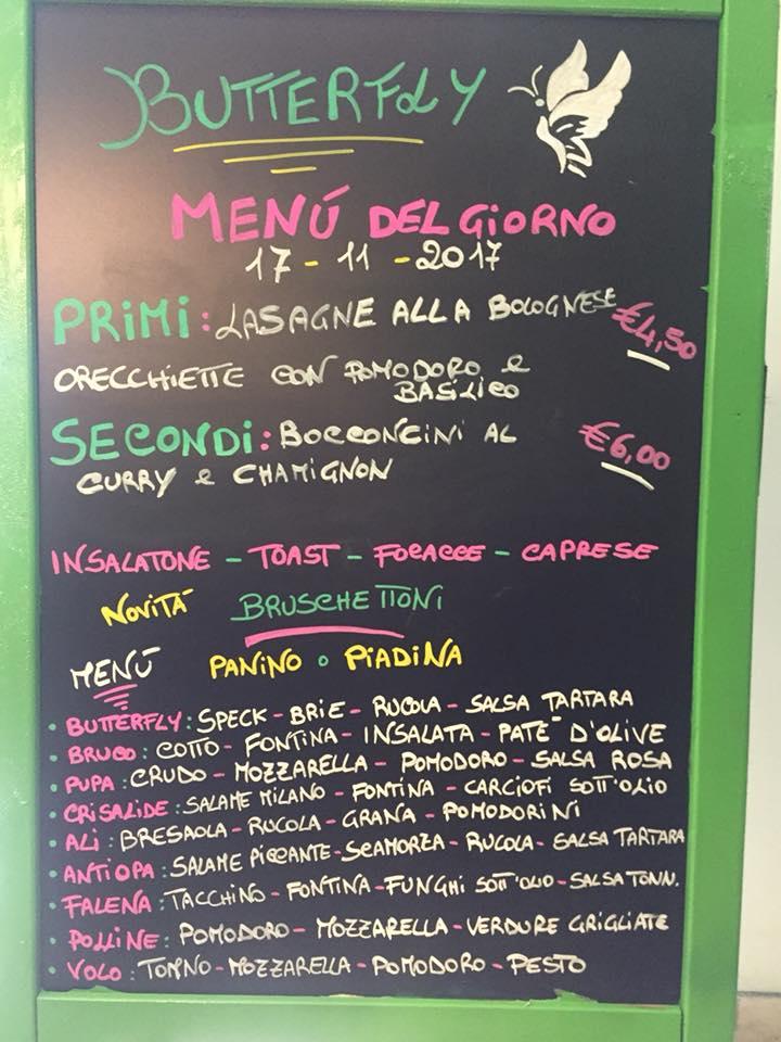 Menu at Butterfly Lounge Bar, Milan