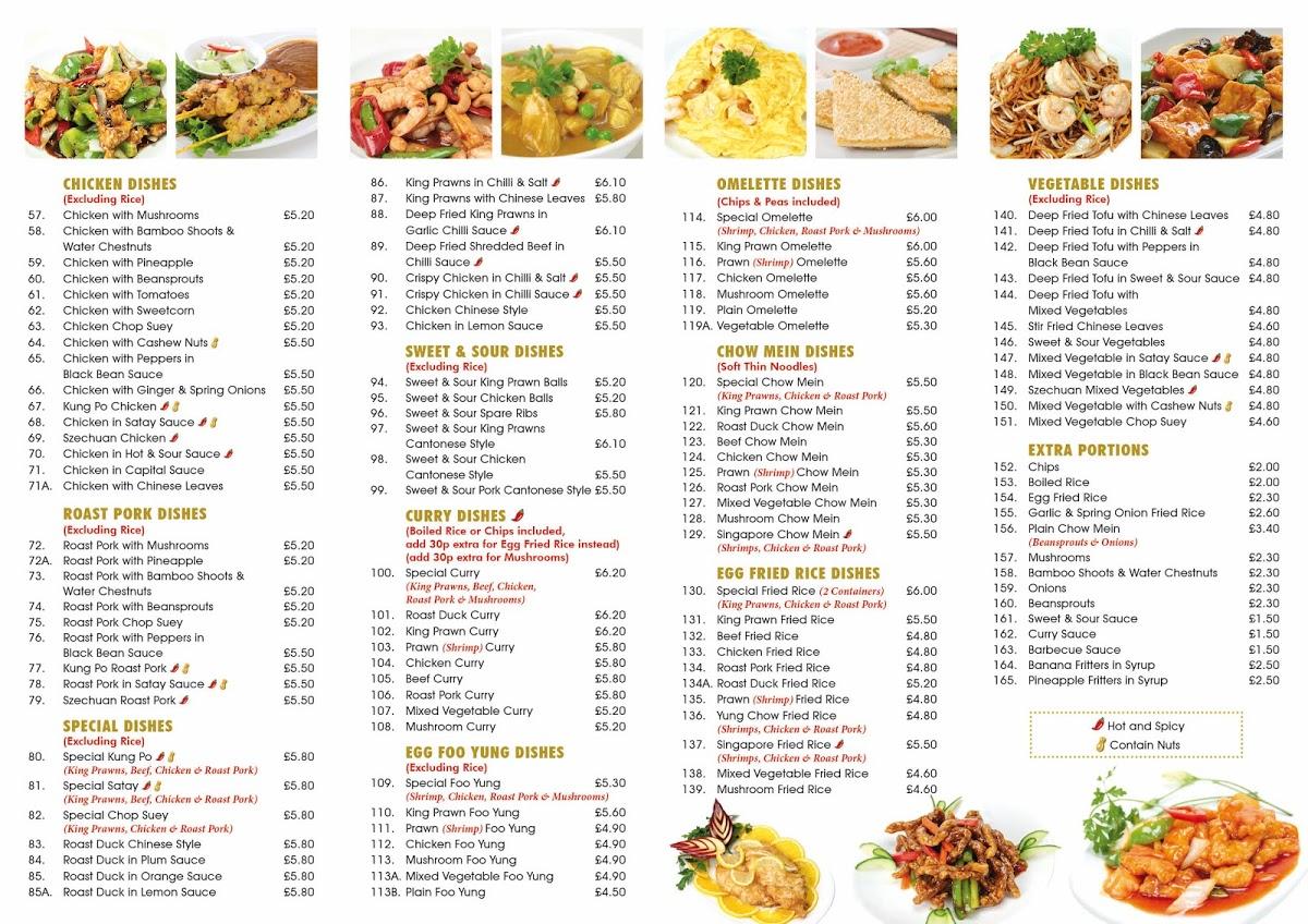 Menu at Chung Ying fast food, Worcester, 154 London Rd