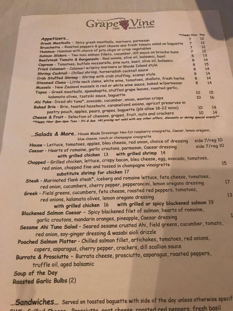 Menu at Grape Vine Cafe, Las Vegas