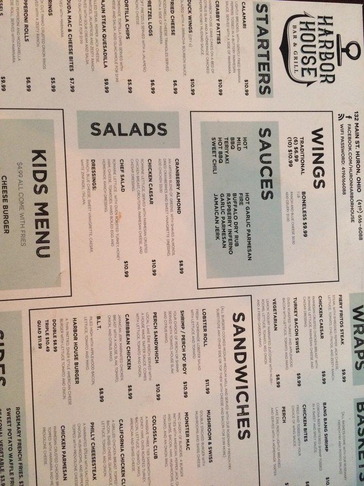 Menu at Harbor House Bar & Grill and Riverside Banquet Center, Huron