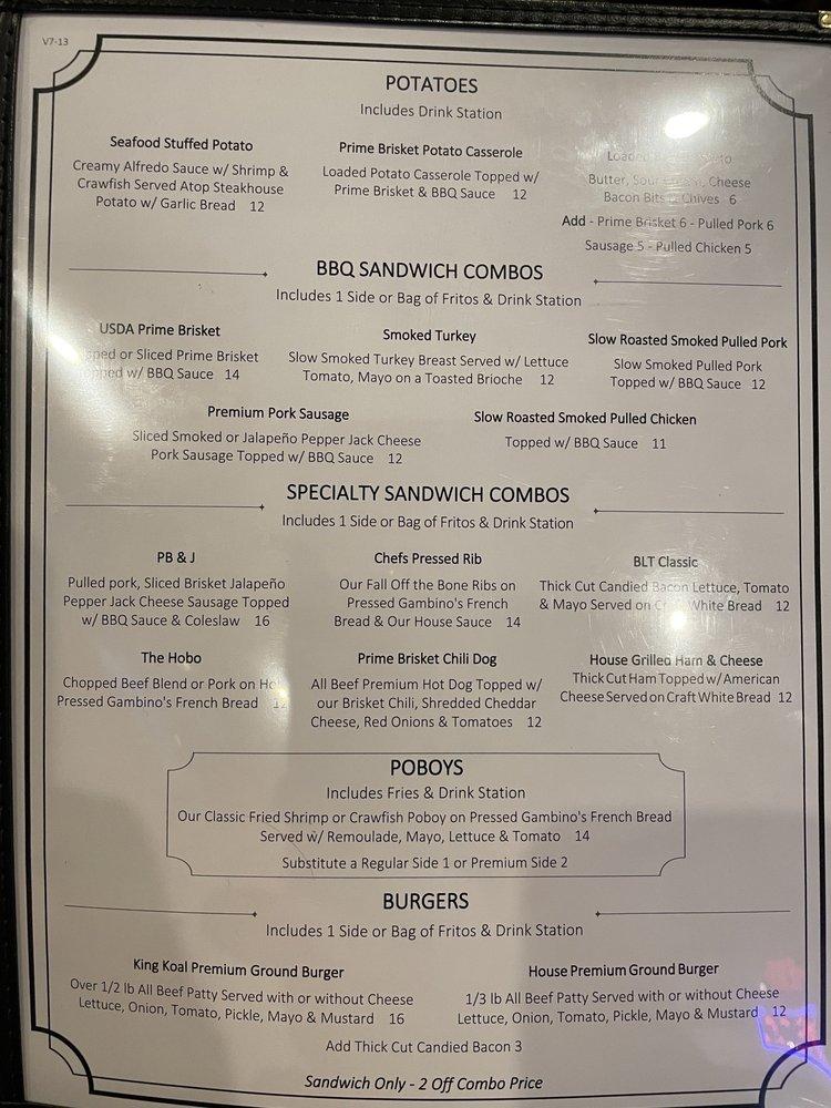 Menu at Koal’s BBQ of Alexandria, Alexandria