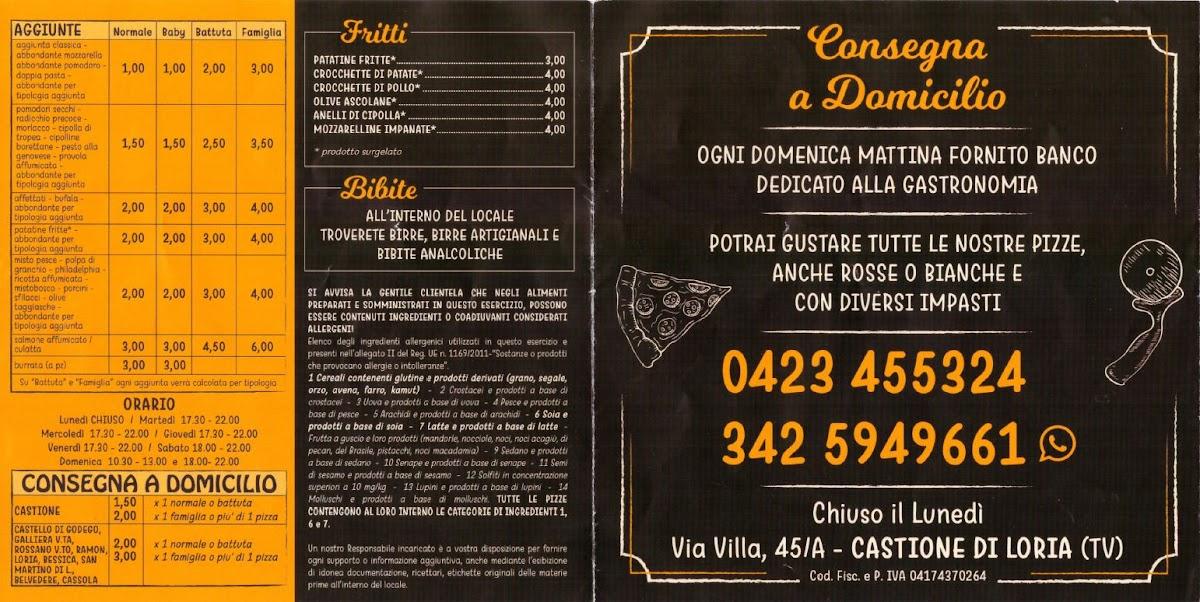 Menu da La Spiga - Pizzeria e Gastronomia da Asporto e Domicilio, Castione