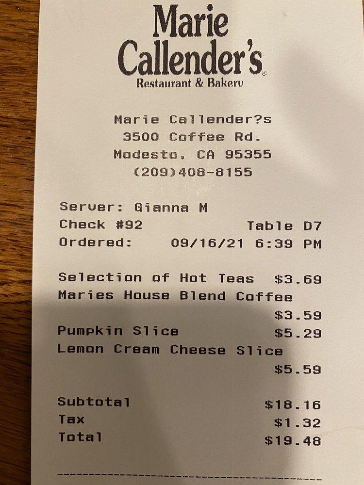 Menu at Marie Callender's Restaurant & Bakery, Modesto, Coffee Rd