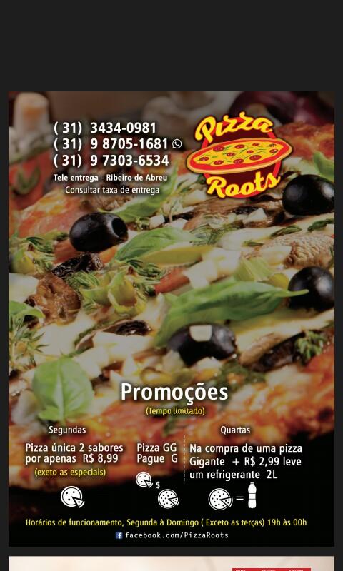 Menu em Pizza Roots pizzaria, Belo Horizonte, Ribeiro de Abreu