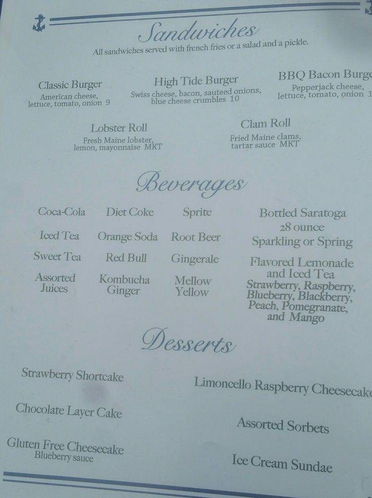 Menu at High Tide Restaurant and Bar, Brewer