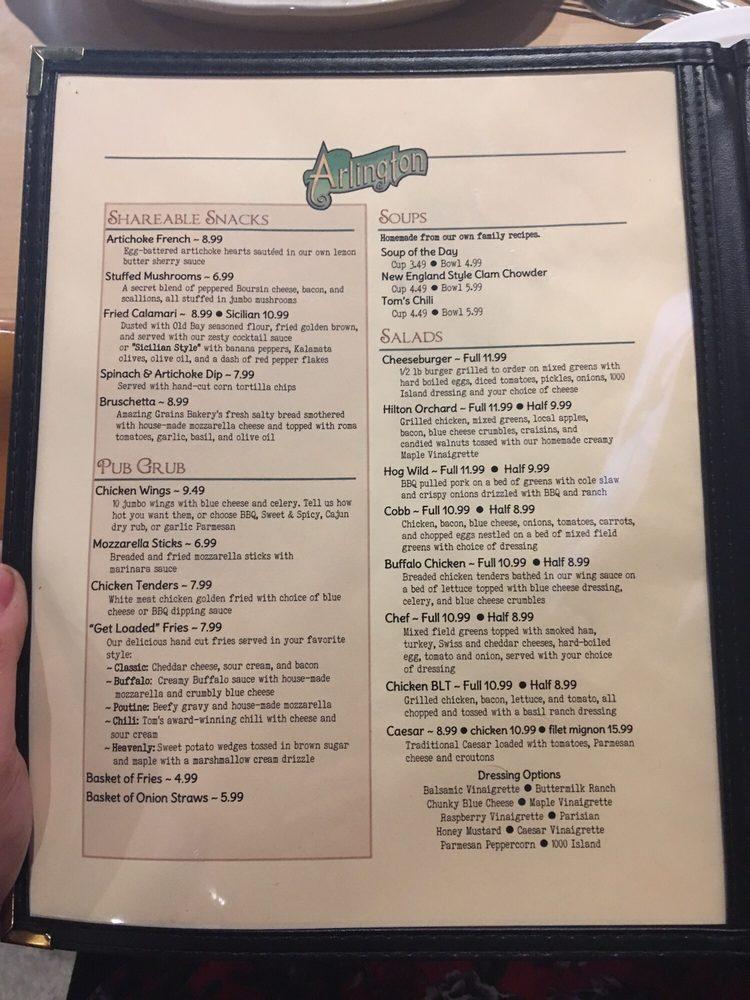 Menu at The Arlington Gastropub, Hilton