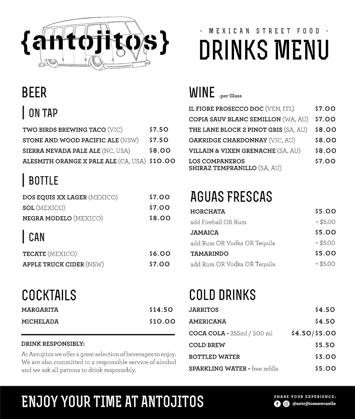 Menu at {antojitos} restaurant, Newcastle West, 11 Steel St