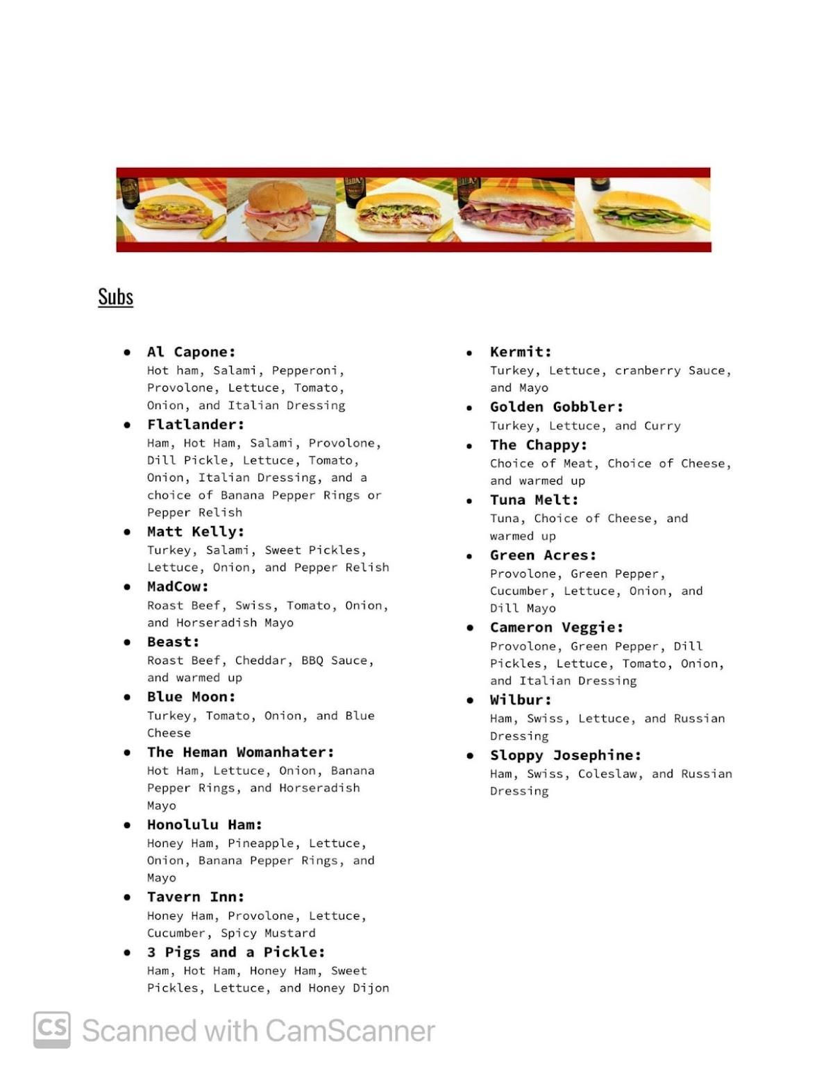 Menu at Chapman’s General Store, Granville