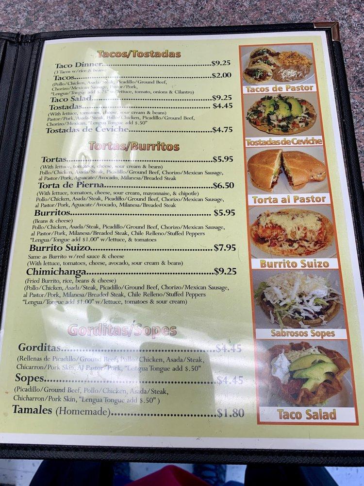 Menu at El Sabrocito Mexican Restaurant, Waukegan