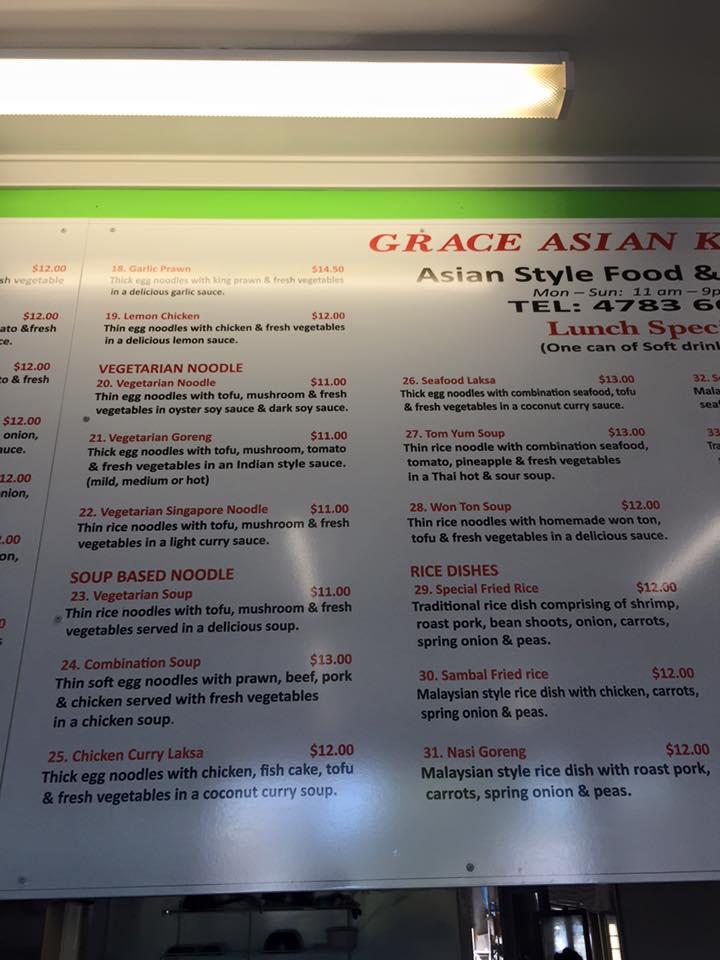 Menu at Grace Asian Kitchen restaurant, Ayr