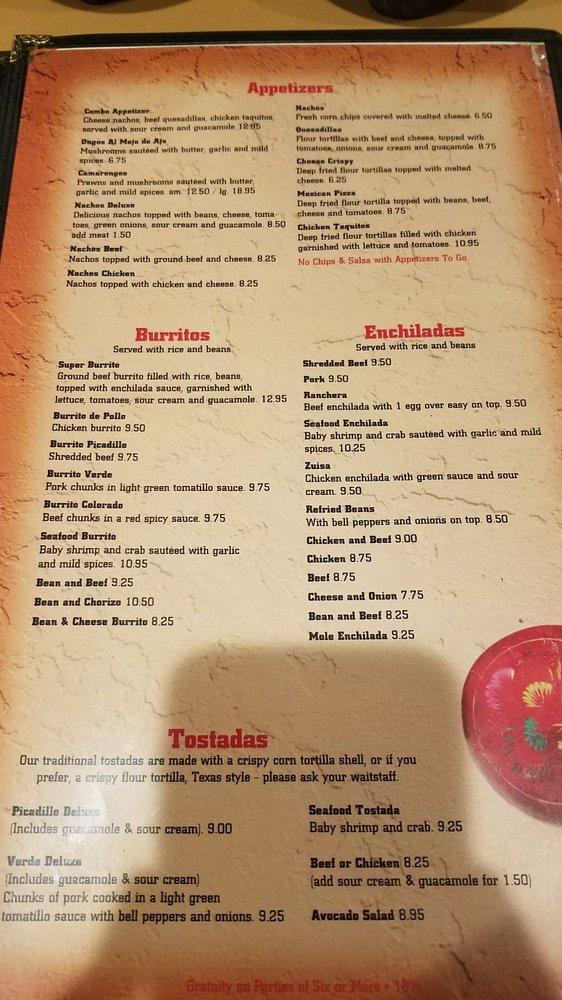 Menu at La Fiesta restaurant, Elko