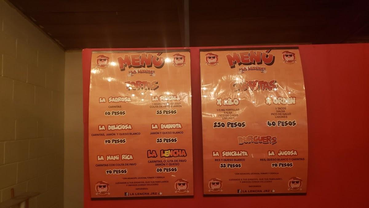 Menu at La Lencha Jrz restaurant, Ciudad Juarez