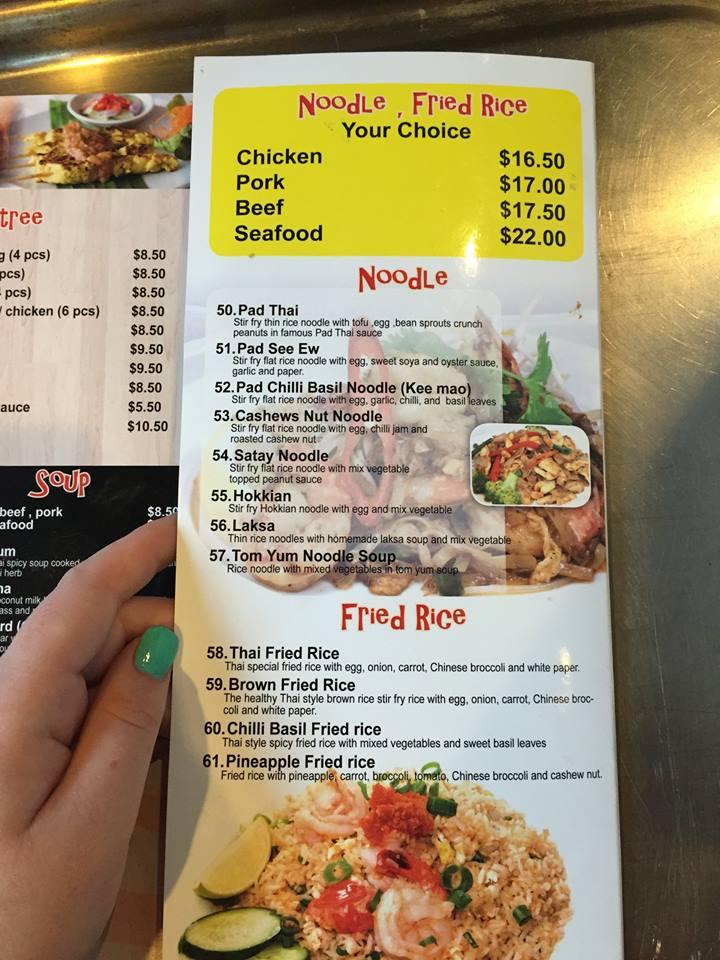 Menu at SangThai Cuisine restaurant, Bendigo