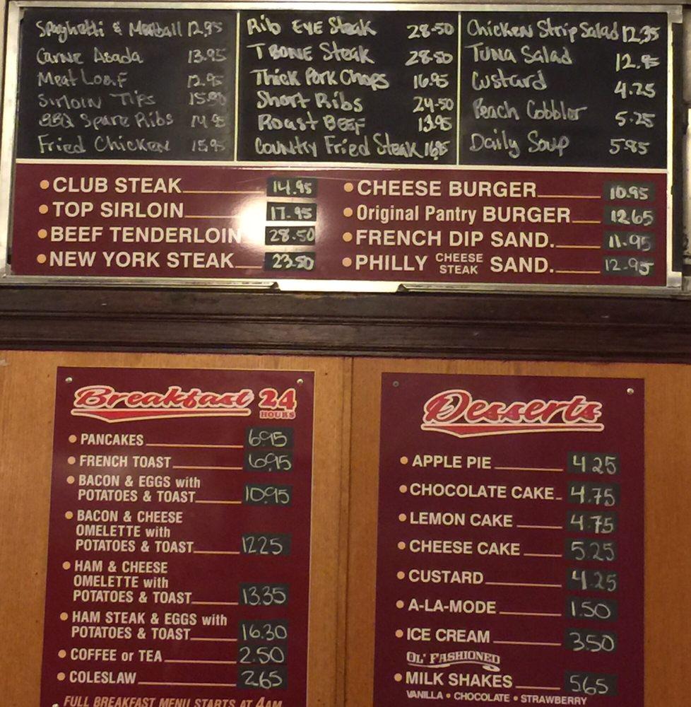Menu at The Original Pantry Cafe, Los Angeles