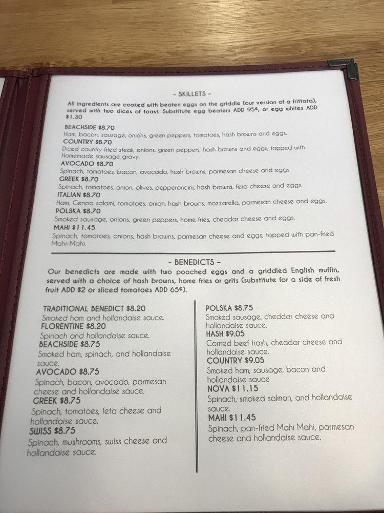 Menu at Beachside Cafe, Indialantic