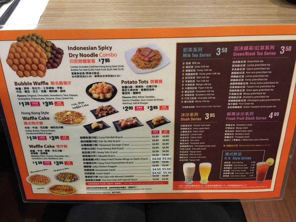 Menu at Bubble Waffle Cafe, Vancouver, E 49th Ave