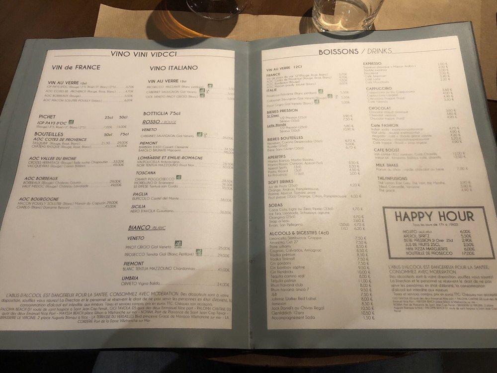 Menu at GiGi Tavola steakhouse, Nice