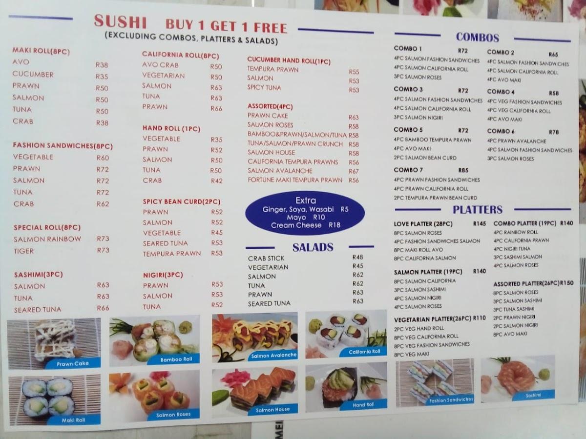 Menu at Tommy's sushi & thai restaurant, Westville