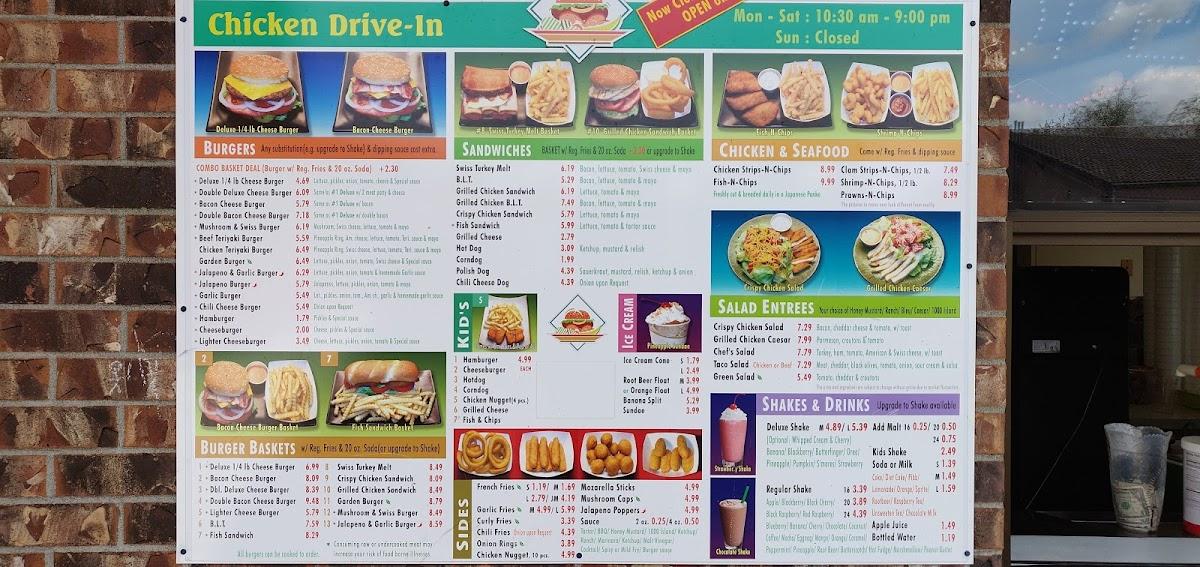Menu at Chicken Drive-In restaurant, Lake Stevens