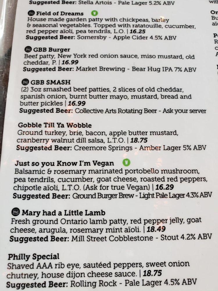 Menu at Ground Burger Bar, Newmarket