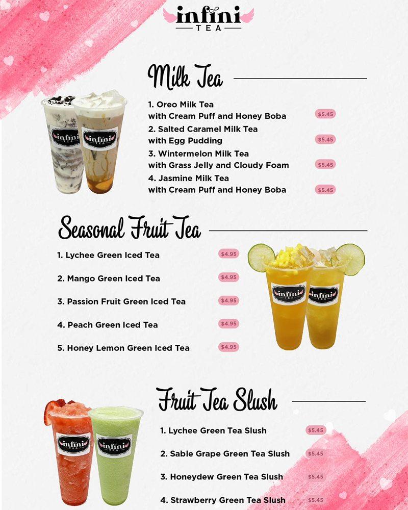 Menu at Infini Tea pub & bar, Fresno