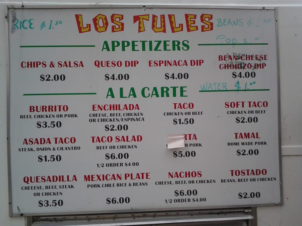 Menu at Los Tules Food Truck, Kansas City