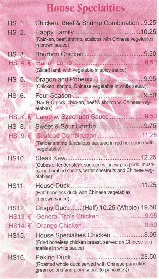 Menu at New ming tree restaurant, Crawfordville